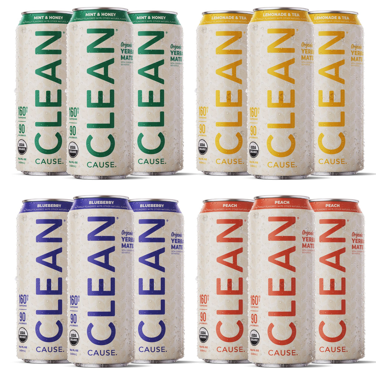 CLEAN Cause Caffeinated Non-Carbonated Organic Yerba Mate Variety Pack ...