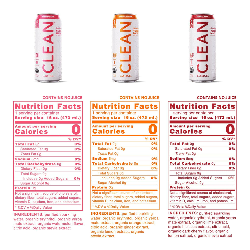 Organic Yerba Mate Drinks | Zero Calorie Variety Pack | CLEAN Cause ...